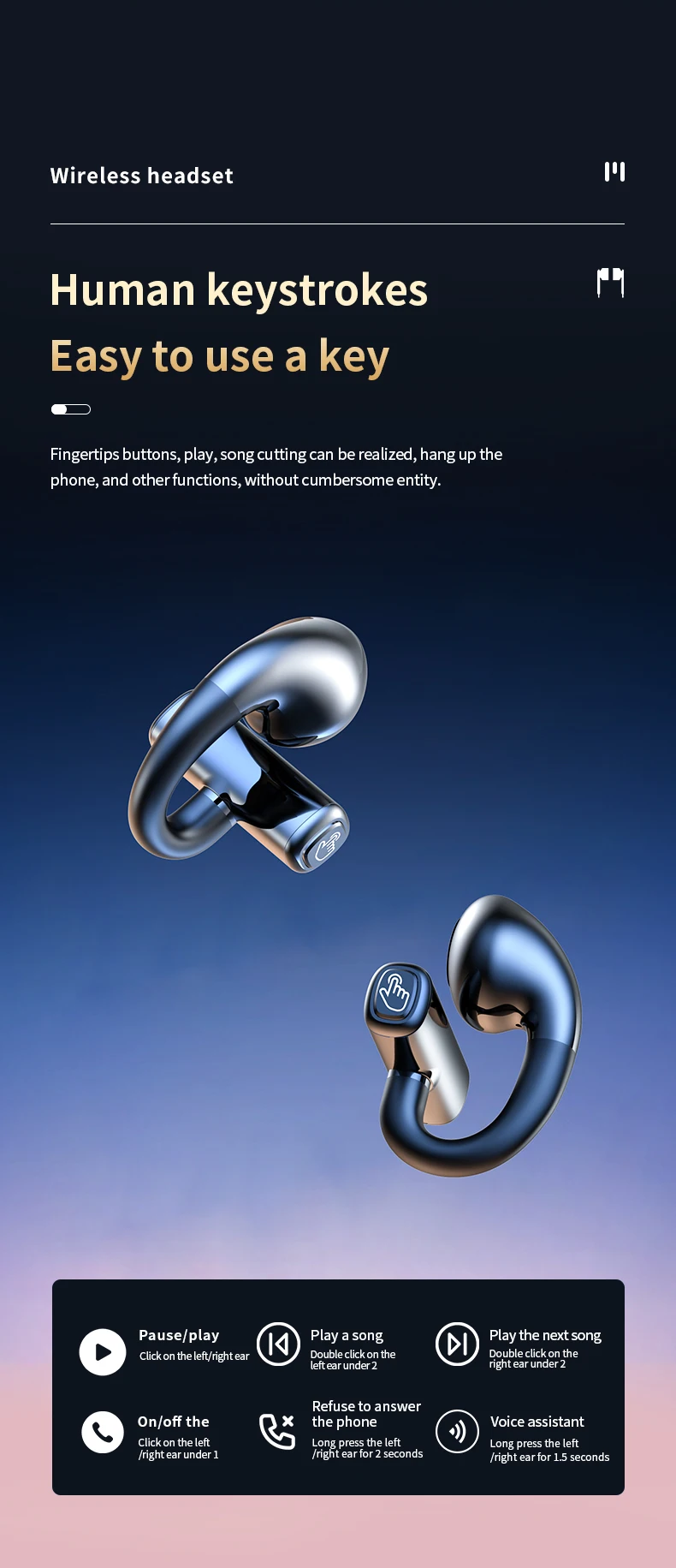 JR03 Bluetooth Earphones - Intelligent Noise Reduction