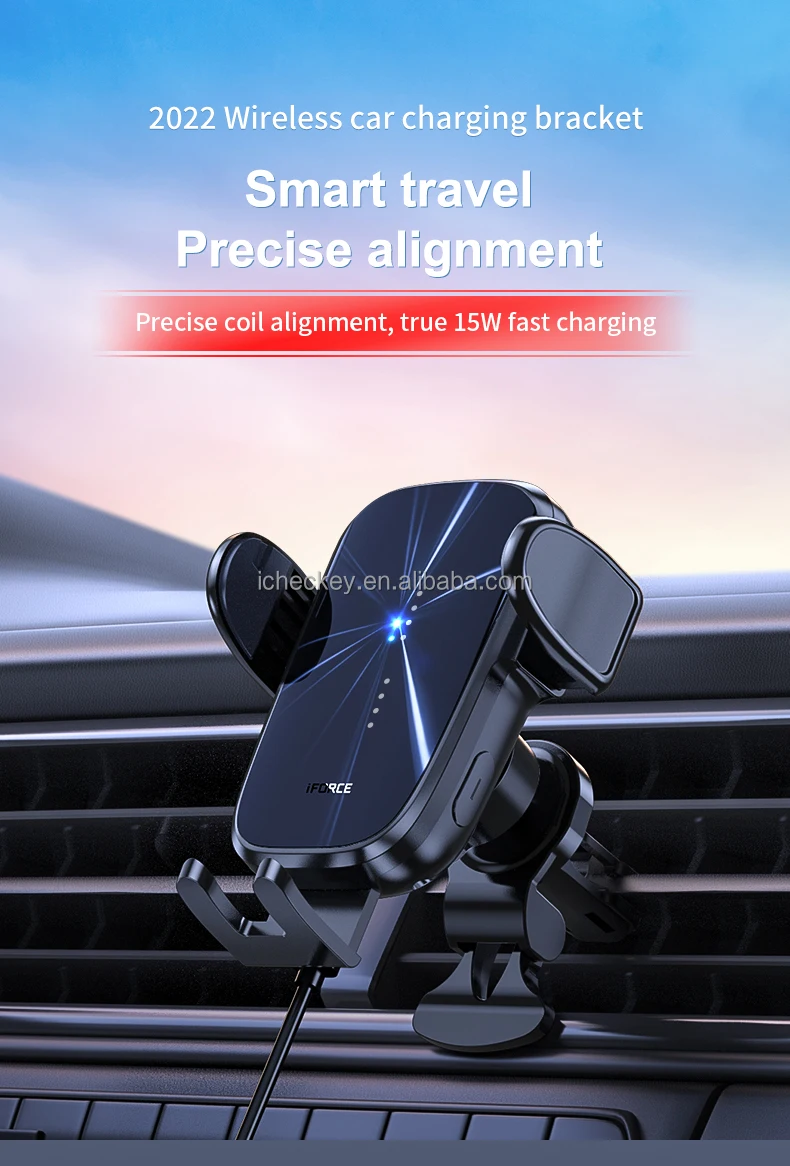 Fast 15w Car Wireless Charger Holder Auto Moving Coil Wireless Car ...