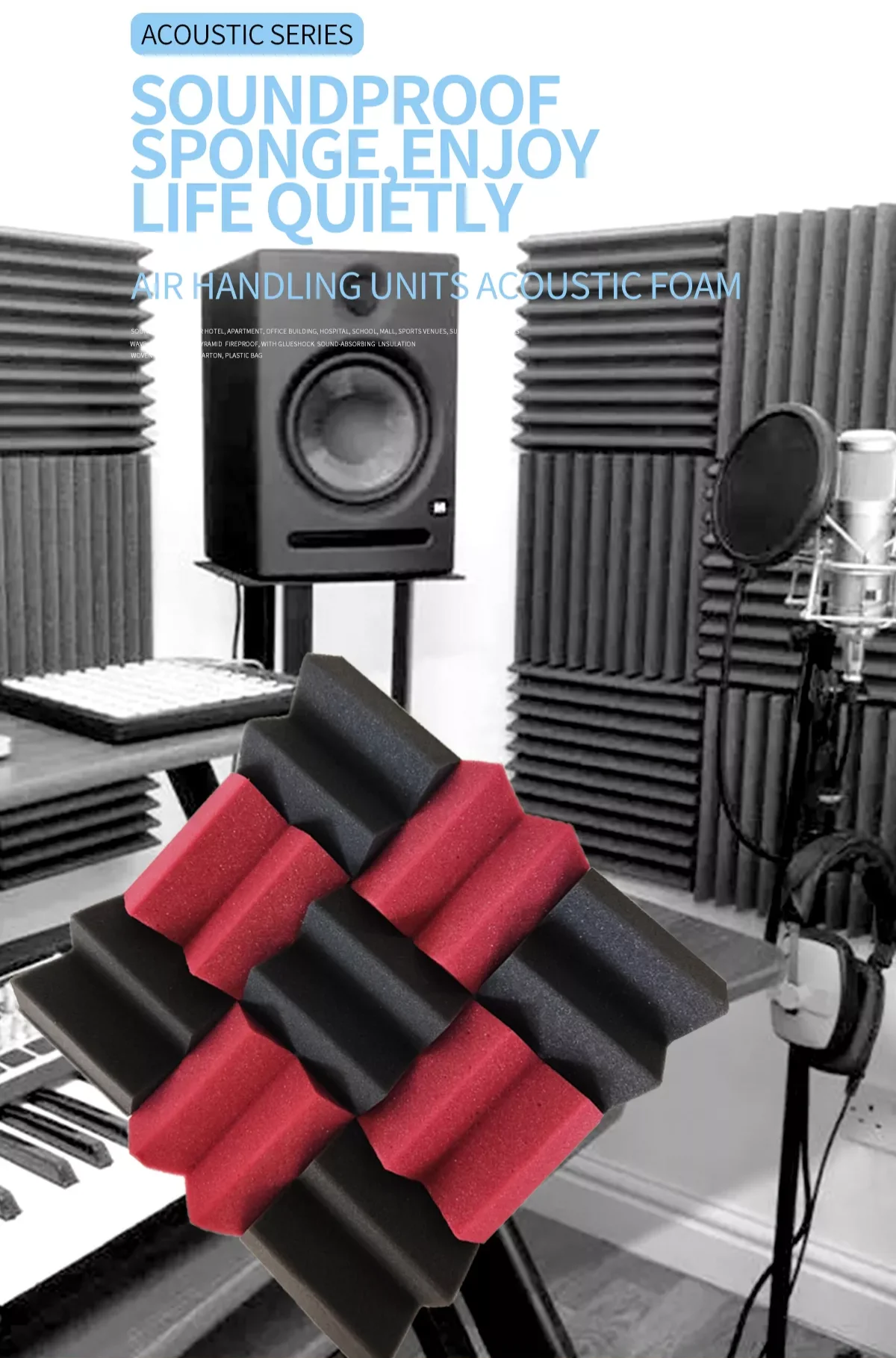 Soundproof Acoustic Foam Sound Insulation Sponge Multicolor Pyramid ...