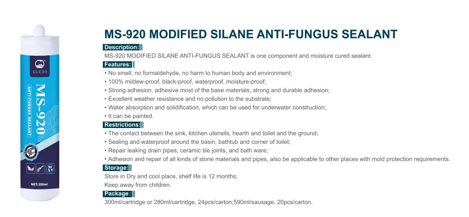 JIANGOU-MS-920 MODIFIED SILANE ANTI-FUNGUS SEALANT MS Polymer Sealant ...