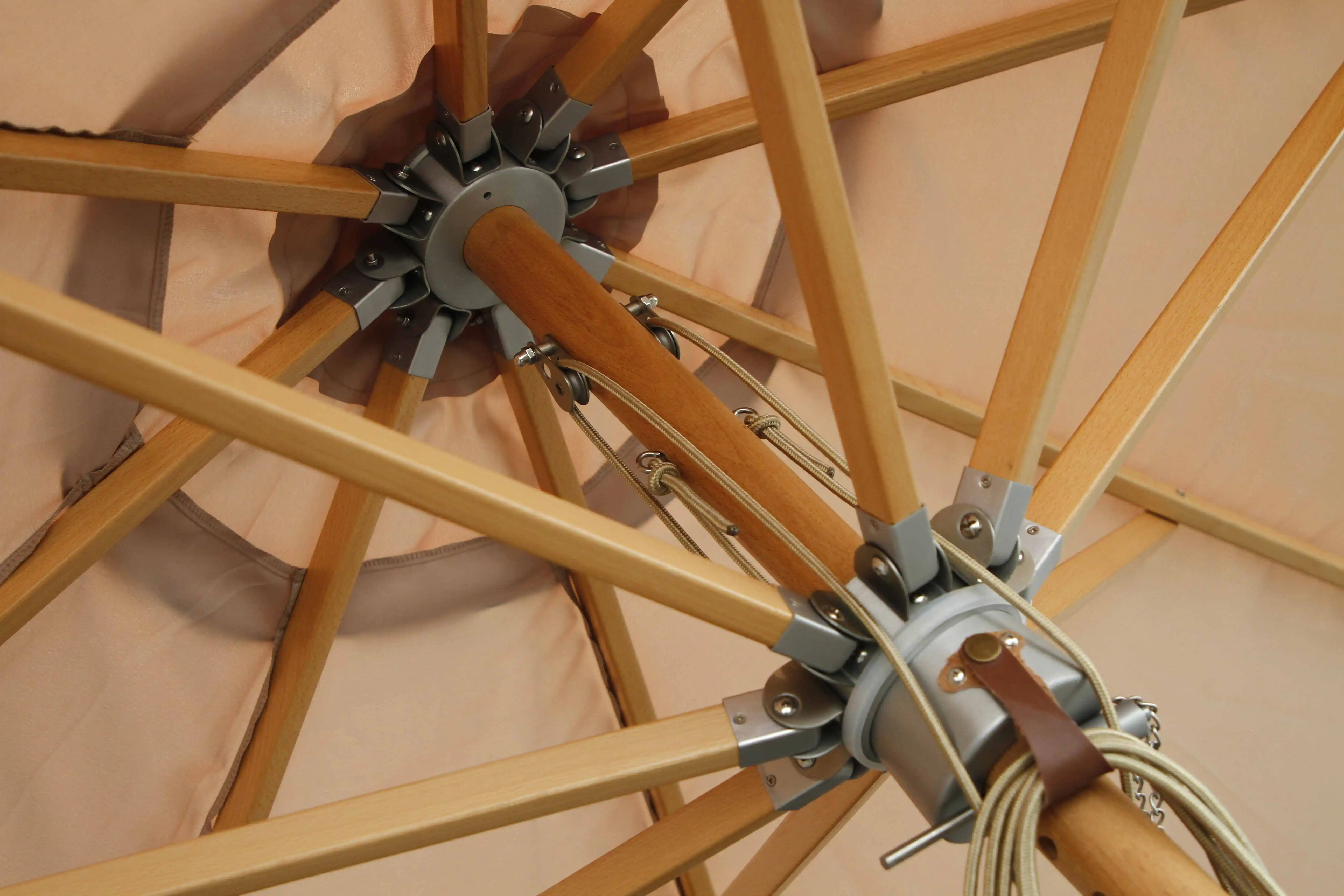 Luxury Crochet Patio Wooden Umbrella with Handmade Tassels