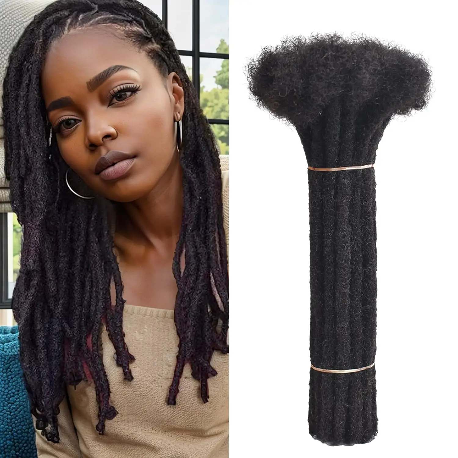 Microlocs 100% Human Hair Dreadlock Extensions for Men Women Kids Full ...