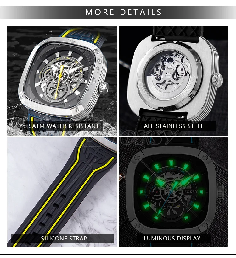 Wholesale Designer Luxury Skeleton Square Hand Watch Custom Logo ...