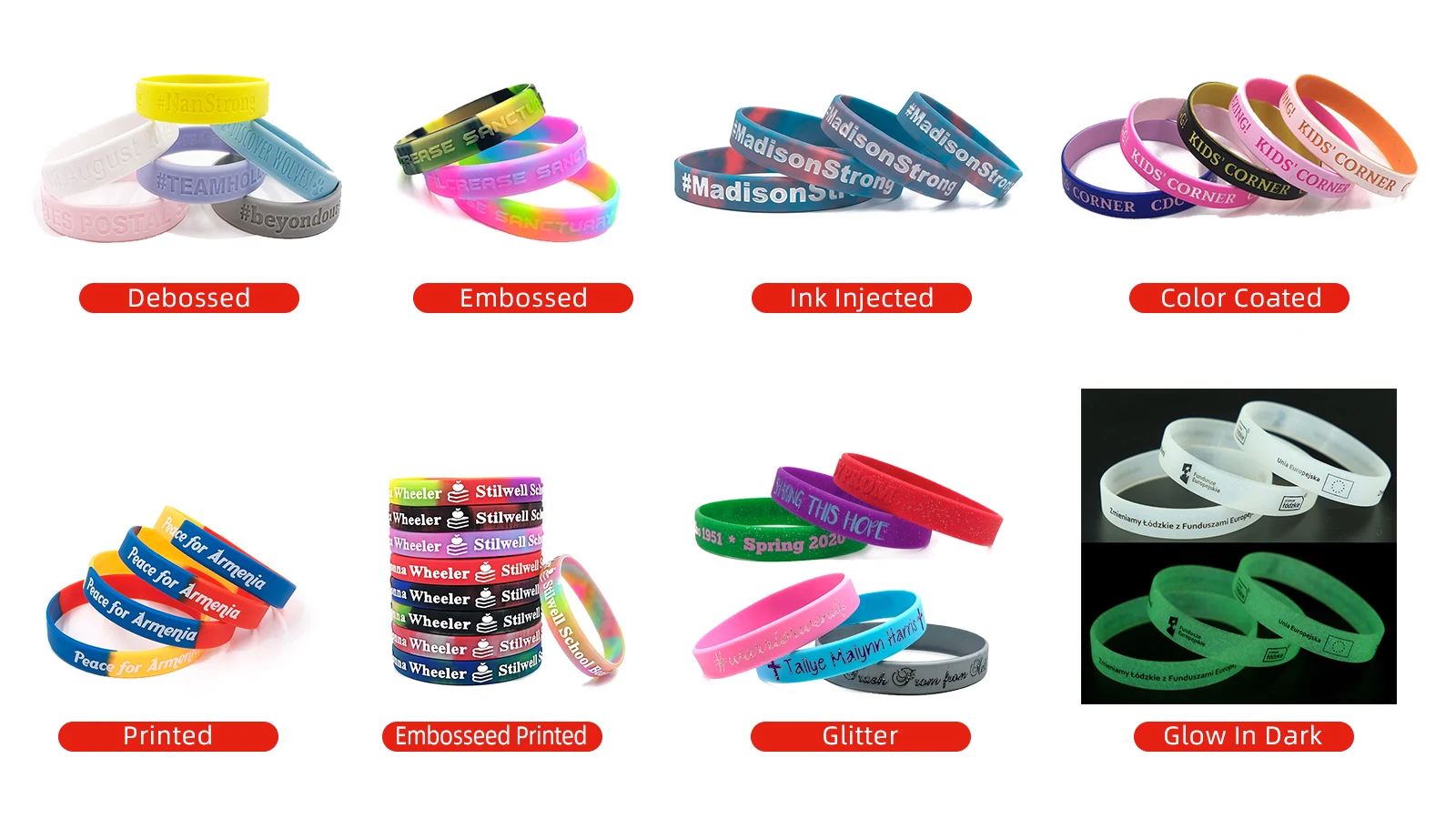 Custom Ink Injected Wrist Band Rubber Bracelet Custom Logo Silicone ...