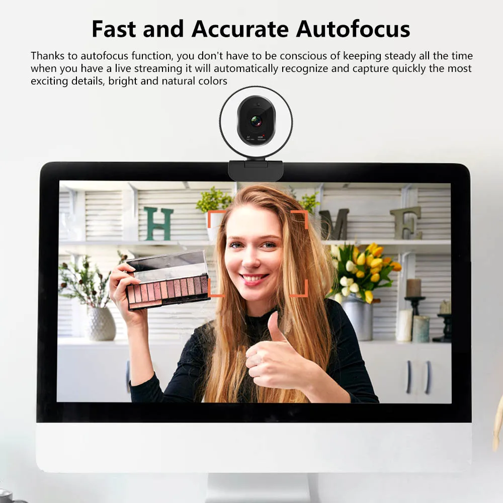 Camera Webcam Oem Ring Light Led Pc Webcam Hdr 1080p 30fps Webcam Cover ...
