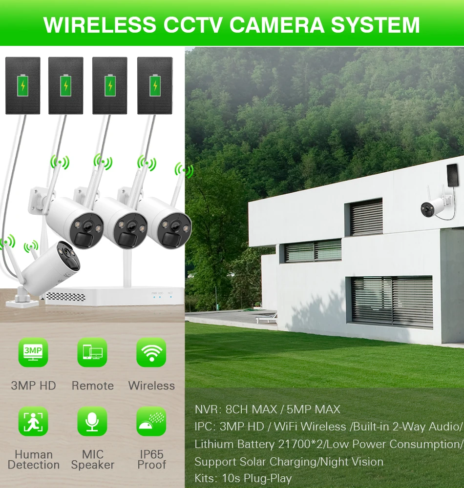 Sunivision Wifi Tuya 4 Ch 4 Channel Kit 4ch Battery Nvr Kit System Kit ...