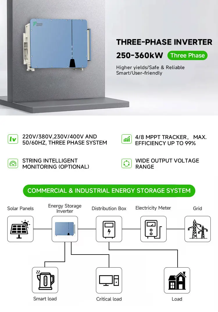 Quick Delivery Solar System Pure Sine Wave Three Phase Output 250KW 3