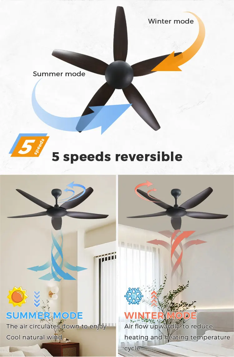 Modern Decorative Ceiling Fan Price 56 Inch 5 Blades Energy Saving ...