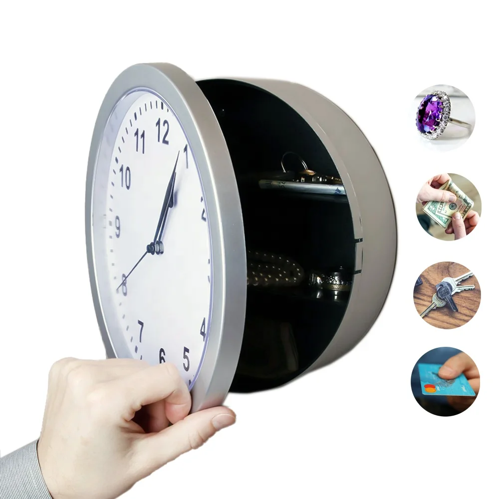 Working Wall Clock With Hidden Storage Space Three Compartment Shelf ...