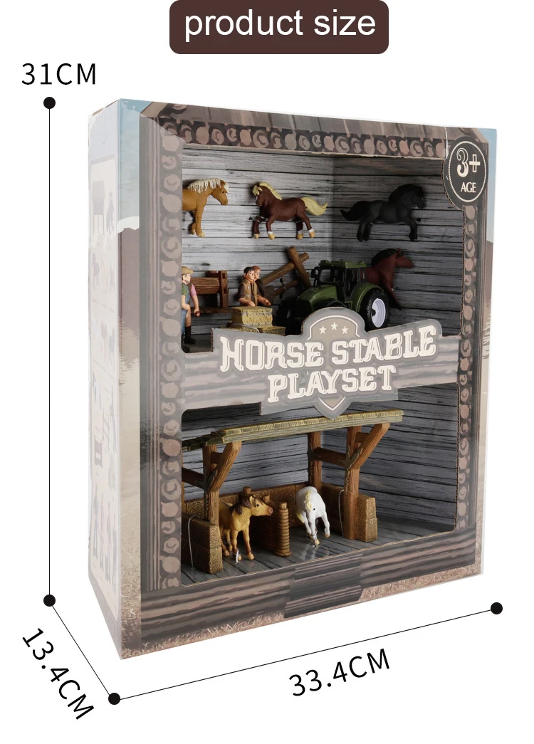 Horse Stable Take-along Toy Play Set Simulation Horse Farm Plastic ...