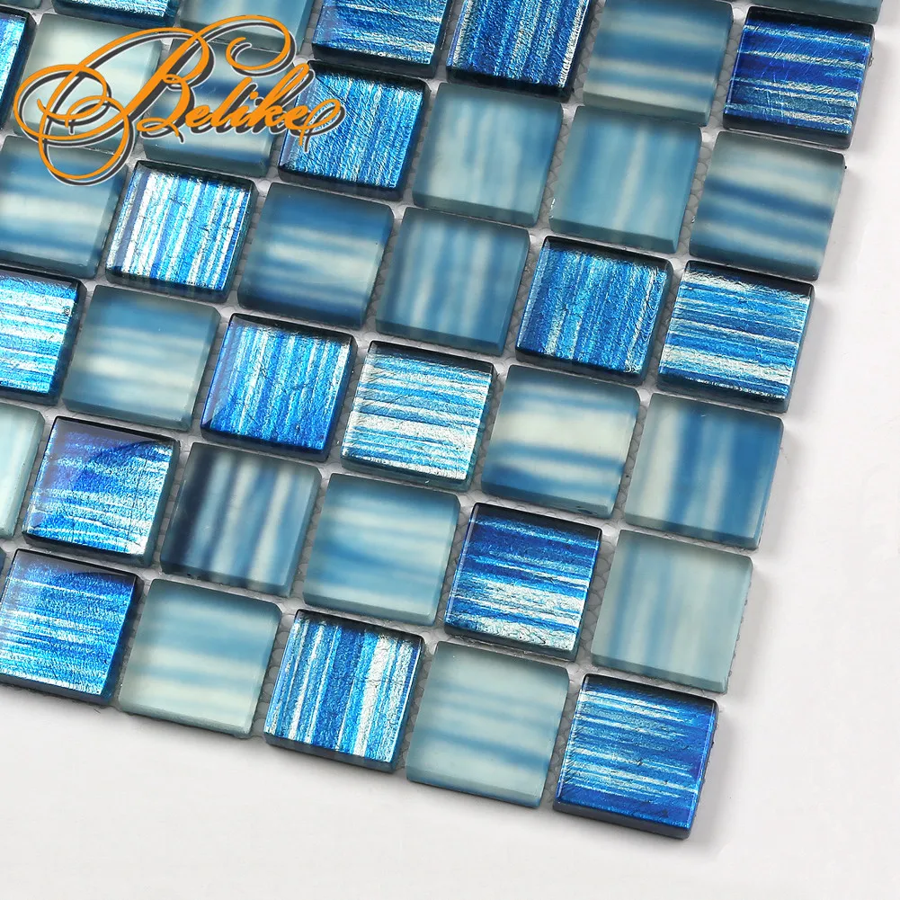 Swimming Pool Glass Mosaic Wall Tile Elegant Frosted Modern Aqua ...