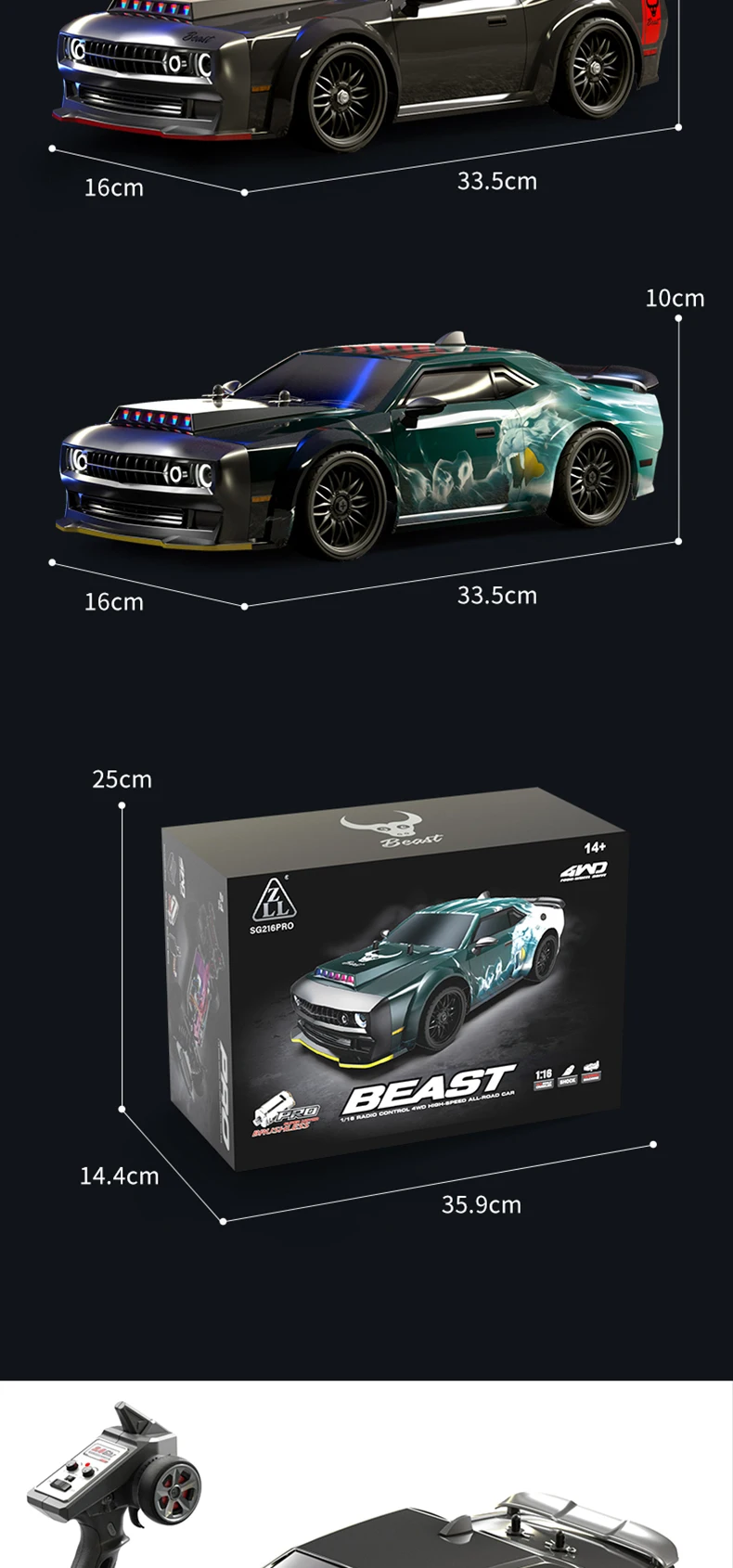 Beast SG216MAX Hellcat Brushless Remote Control Car
