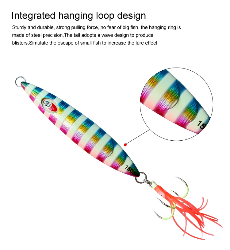 Wholesale Artificial 60g 80g 100g 120g 150g Luminous Sinking Saltwater Jig Metal Trolling ...