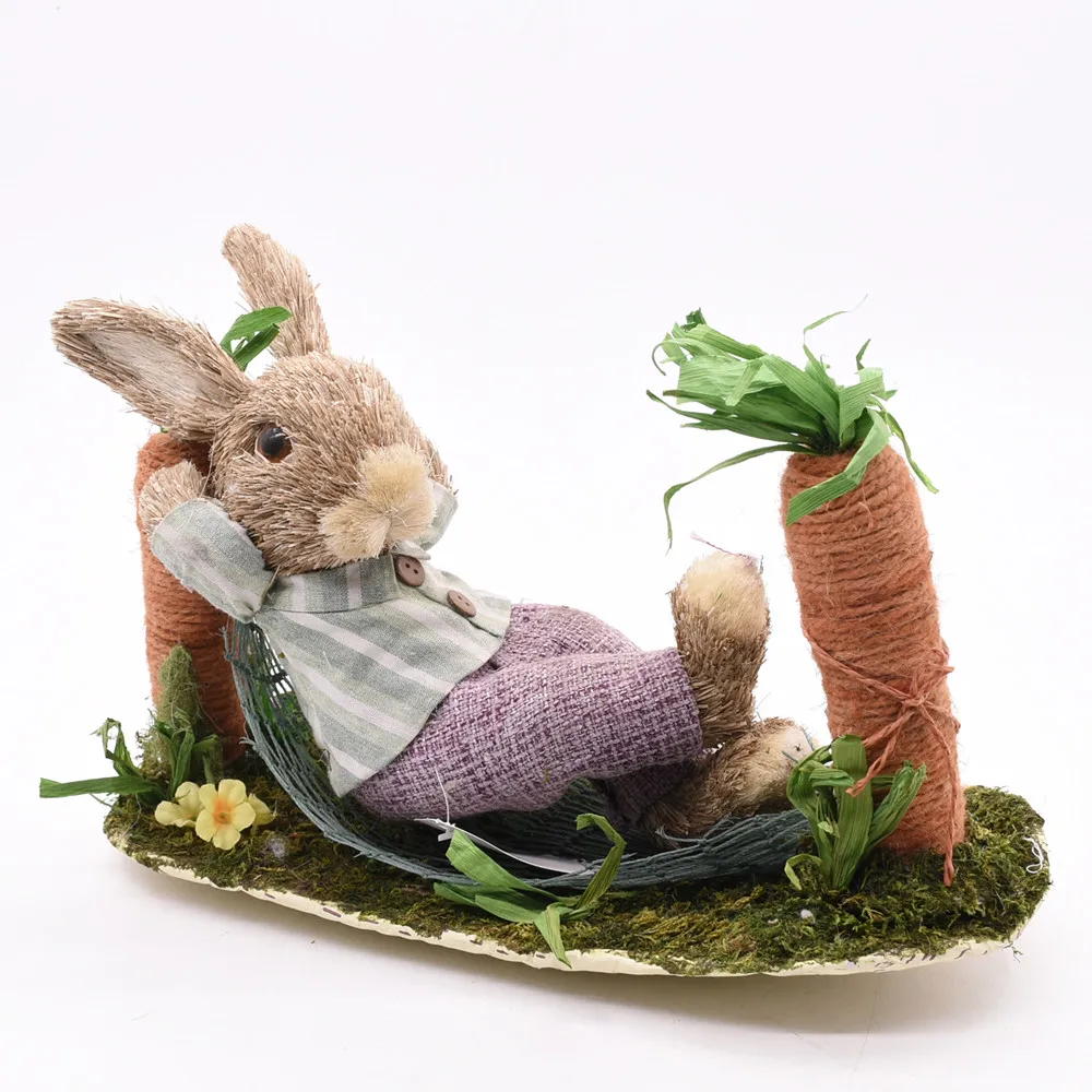 GY BSCI Easter Rabbit Cattail Bunny Decoration Straw Rabbit Factory ...