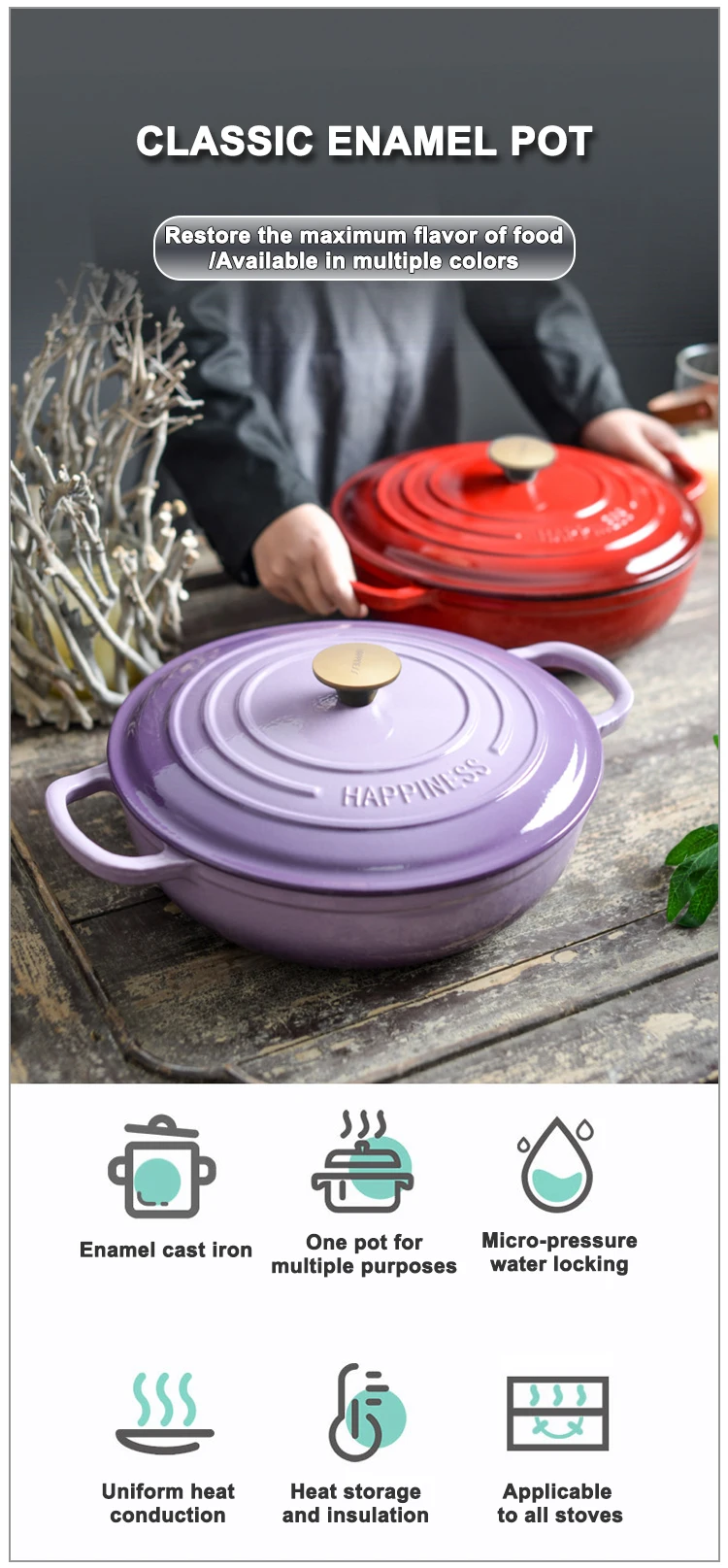 Wholesale Modern Kitchen Accessories Enamel Cast Iron Shallow Pots ...
