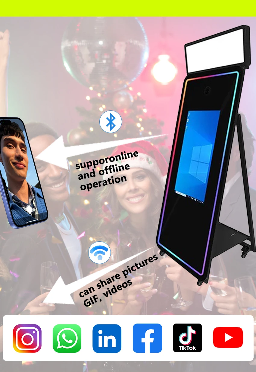 Infinity Mirror Photo Booth With Free Accessories Portable Touch Screen ...
