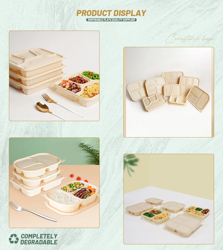 Biodegradable 4 Compartment Microwaveable Cornstarch Takeout Food ...