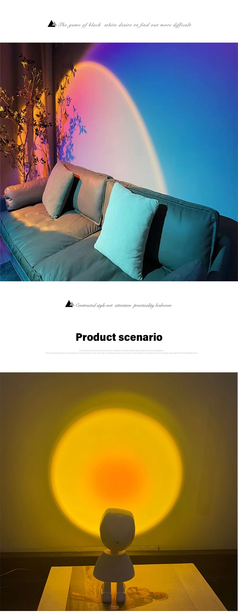 Neon Dimming 180 Degree Rotation Led Moon Rainbow Sunrise Sunset Halo ...