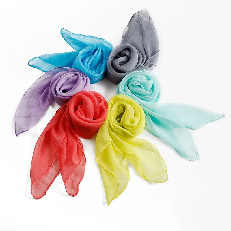 Solid Color Silk Scarves Plain Ladies Spring Polyester Scarf 70*70cm ...