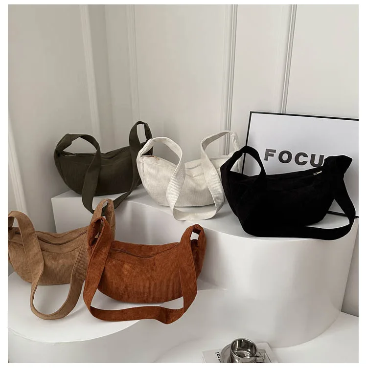 2024 New Trend Lightweight Corduroy Sling Dumpling Bags For Men Women's ...