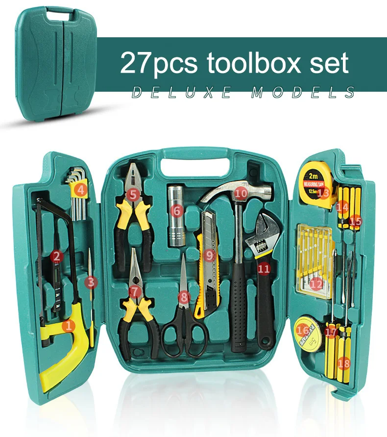 Multifunctional Emergency Tool Box Portable 27pcs Car Home Roadside ...