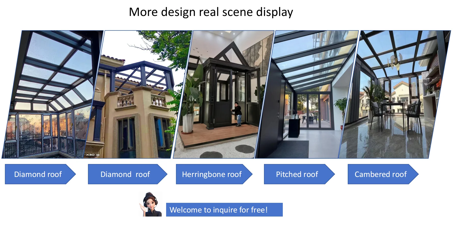 Customized Modern Design Outdoor Sun Room Polygonal Roof Villa ...