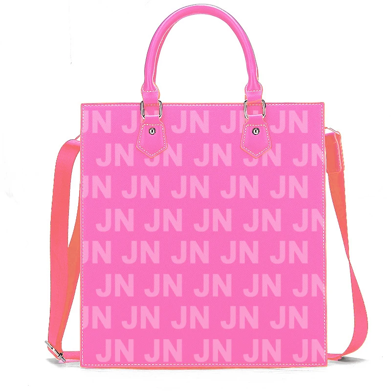 Custom All Over Logo Vegan Leather Square Crossbody Bag Women Handbags ...