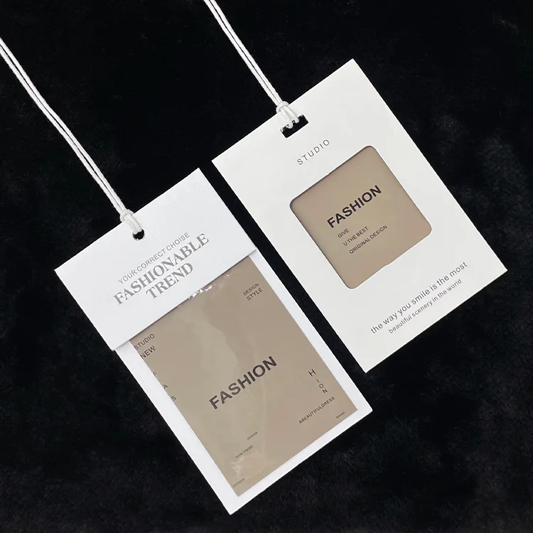 Custom cheap Garment Swing Tags Clothes Label print Name logo Plastic ...