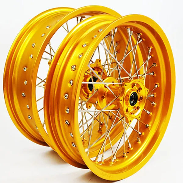 Exc125 17 Inch Aluminum Motorcycle Spoke Supermoto Wheel Sets For Ktm