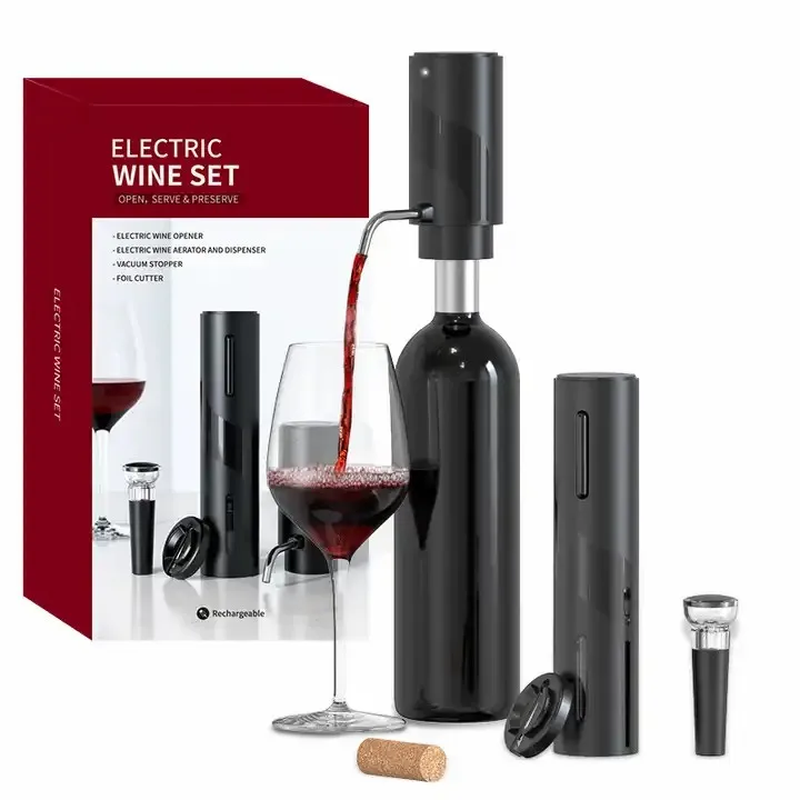 Automatic Electric 4-in-1 Wine Opener Corkscrew Set With Foil Cutter ...