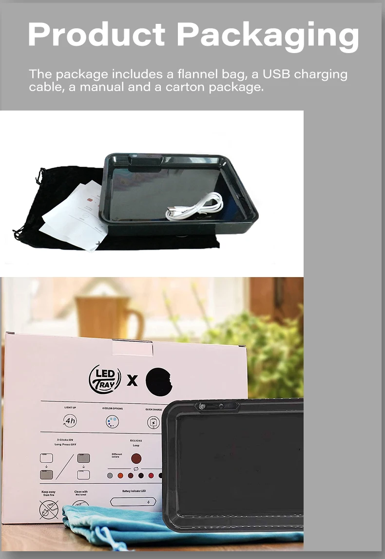 Glow in the Dark LED Rolling Tray - Customizable & Chargeable
