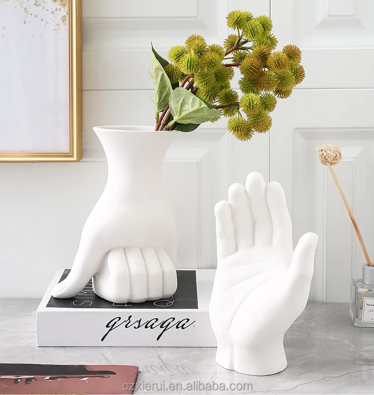 Nordic Ceramic Vases & Ornaments - Modern Hand Shaped Sculptures