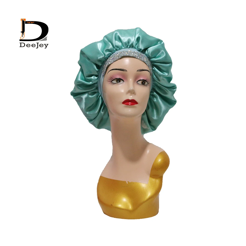 Custom Logo Soft Satin Bonnets Double Sided Designer Hair Bling Bonnet ...