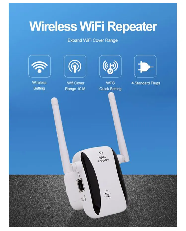 Office Outdoor Indoor Dual Band Two Antennas Wireless Booster Extender ...