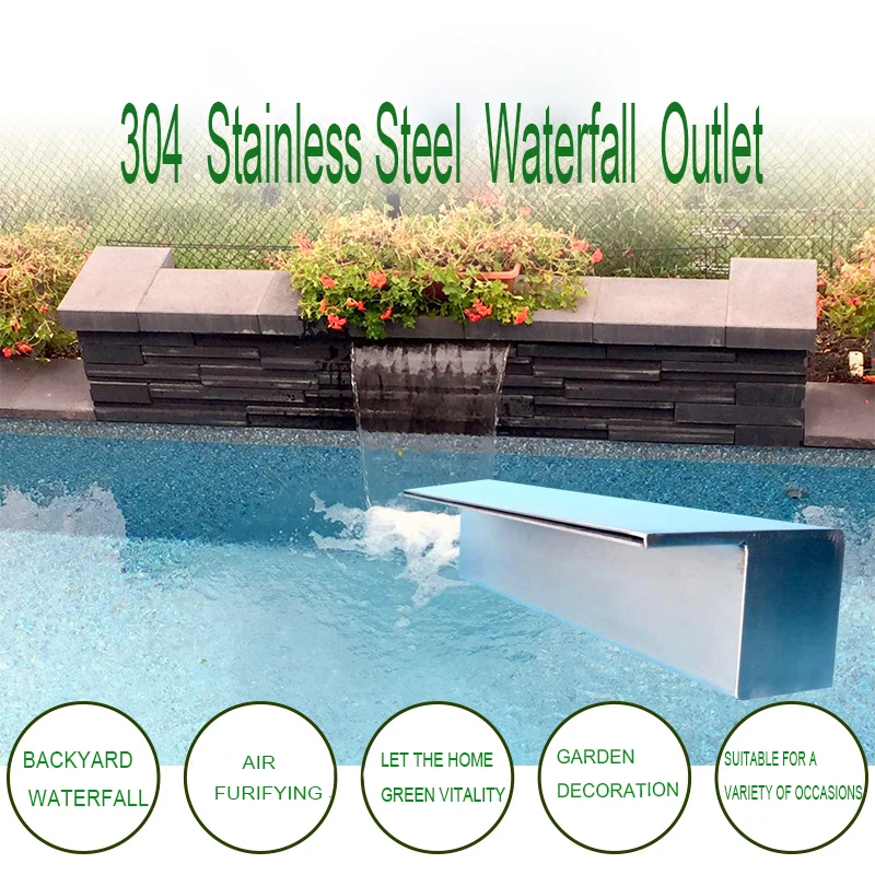 Garden Wall Water Fountain - Steel Outdoor Waterfall Spillway with LED ...