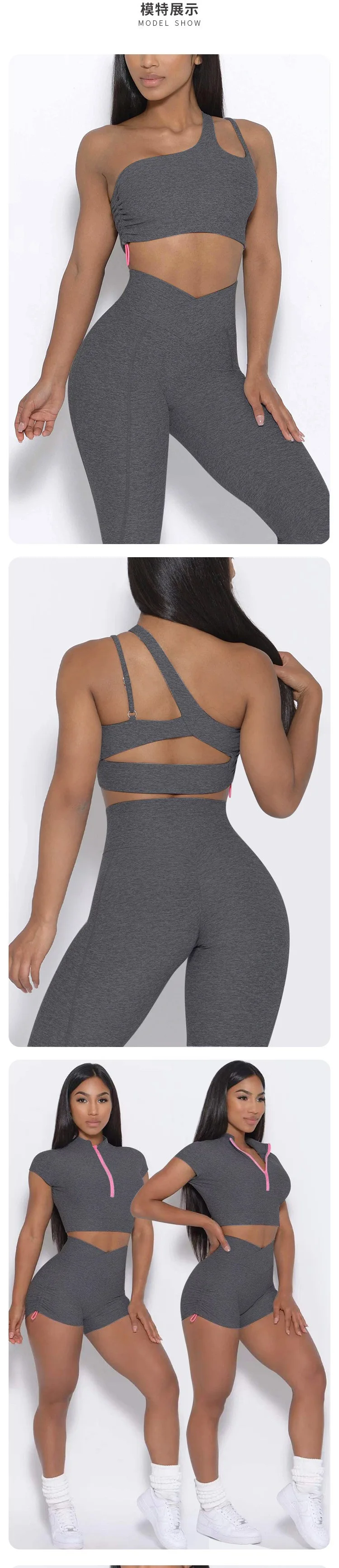 Custom Logo Women Sport Clothes Ladies Gym Fitness Active Wear High Waisted Pants 2 Piece Set ...