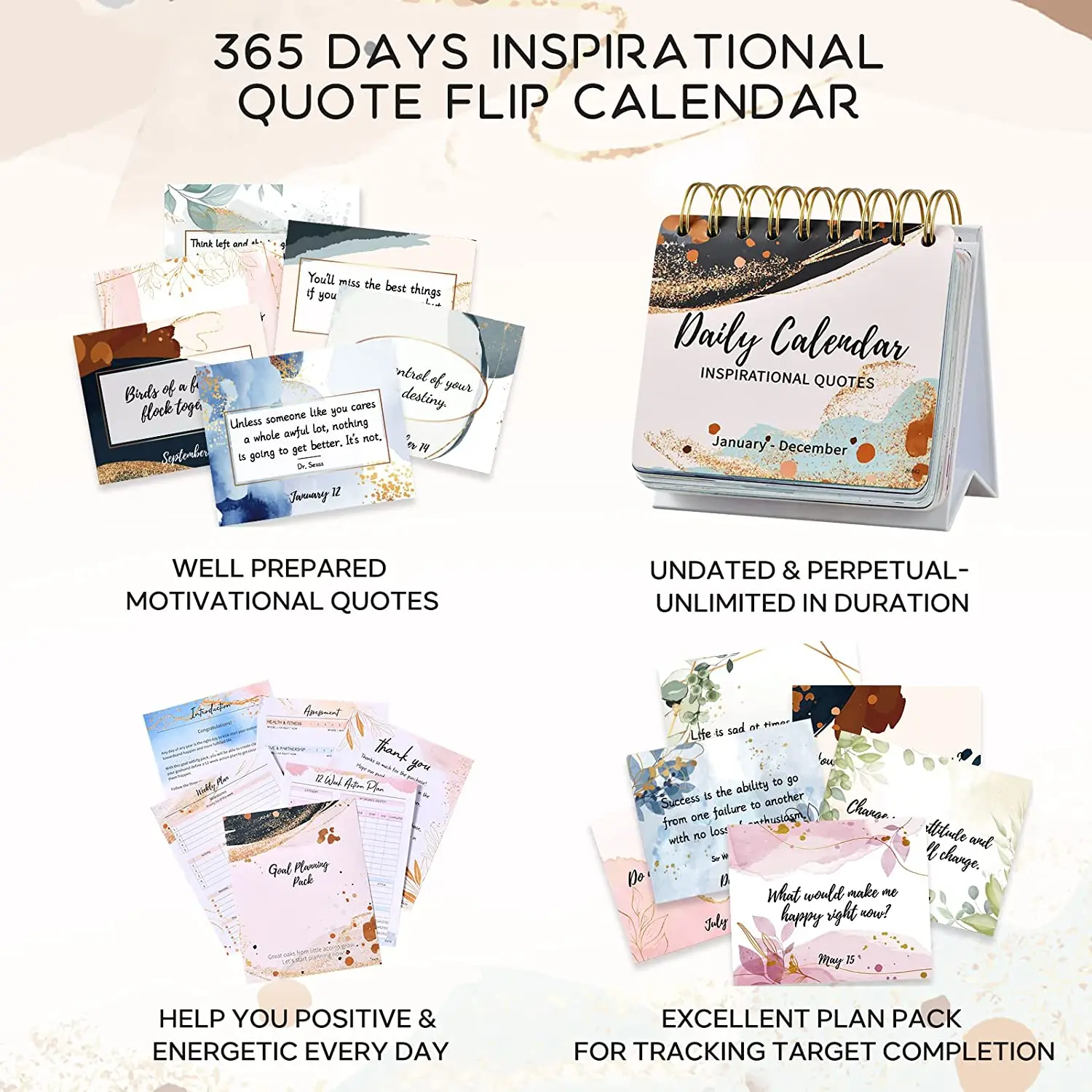 Custom Motivational Calendar Daily Flip Calendar Inspirational Quotes ...