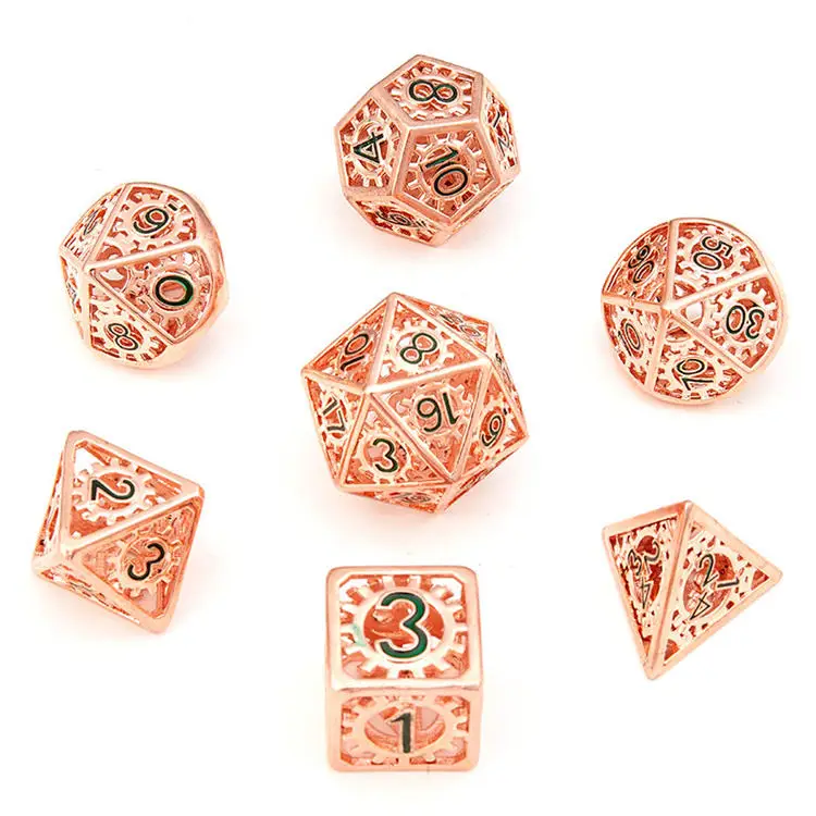 Checkerboard Game Dnd Polyhedral Hollow Gear Metal Rpg Dice Set Custom ...