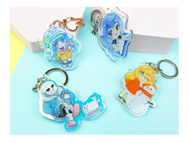 Diy Cute Cartoon Acrylic Keychain with Stainless Steel UV Printed in 6 ...