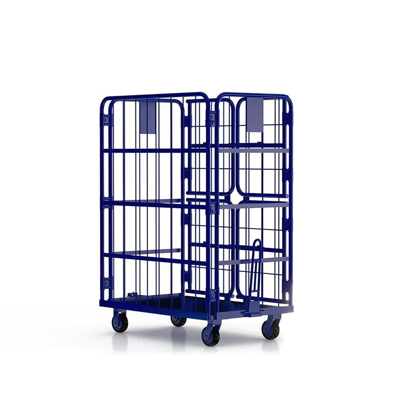 Warehouse Storage Roll Pallets Cage Trolley Transport Folding Wire Mesh ...