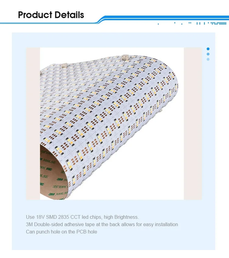 LED Light Sheet 2835SMD CCT Tunable 2700K-6500K for Stone Flex