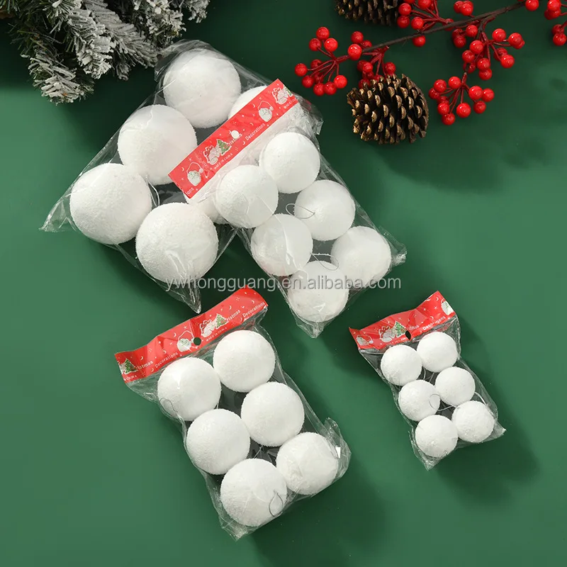 New 2024 Christmas Tree Snowball Decoration Christmas Pure White Foam ...