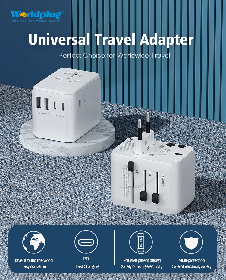 Worldplug Travel Adaptor - Universal USB Charger for 150 Countries