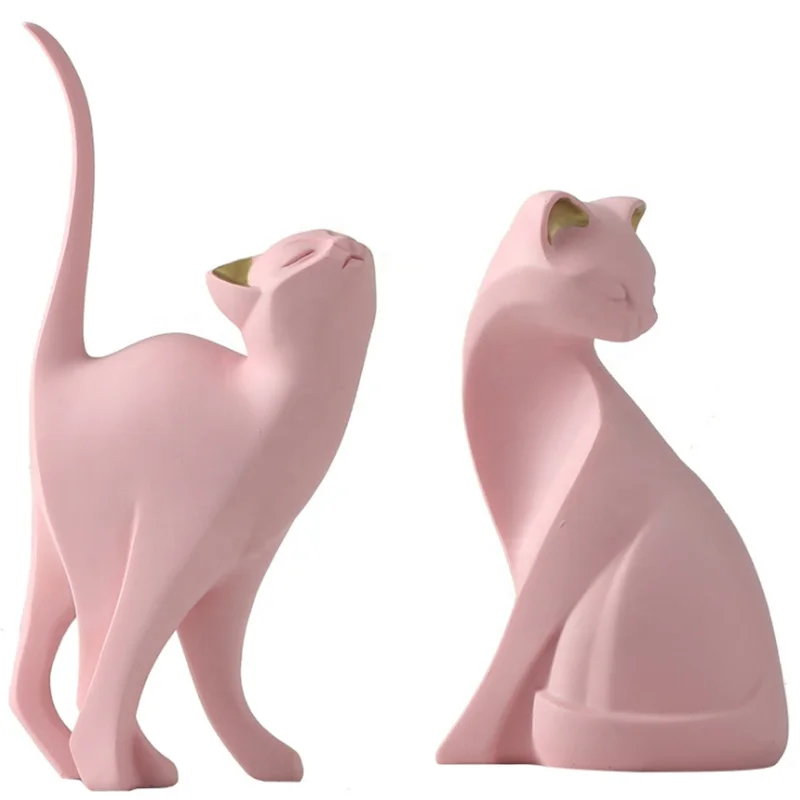 Pink Cat Figurine Modern Style Home Decor Gift Toy Statue - Buy Pink ...