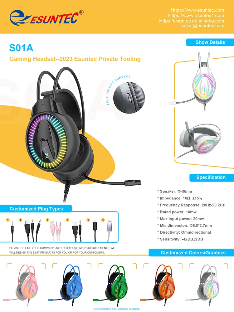 S01a Fancy Noise-canceling Gaming Headset High End Customized Logo ...