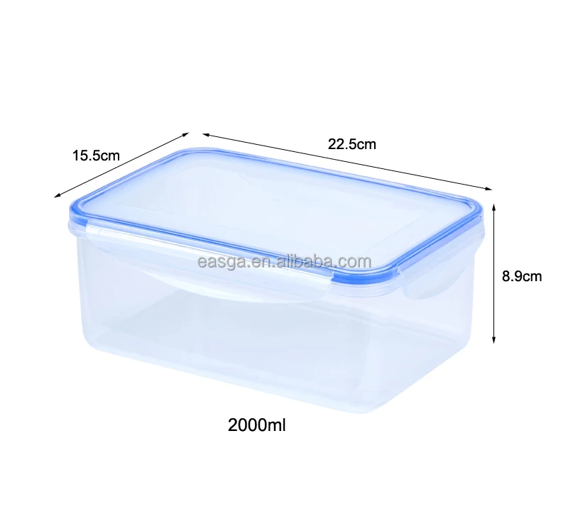 Large Plastic clear Transparent Food Container 2000ml Food Container ...
