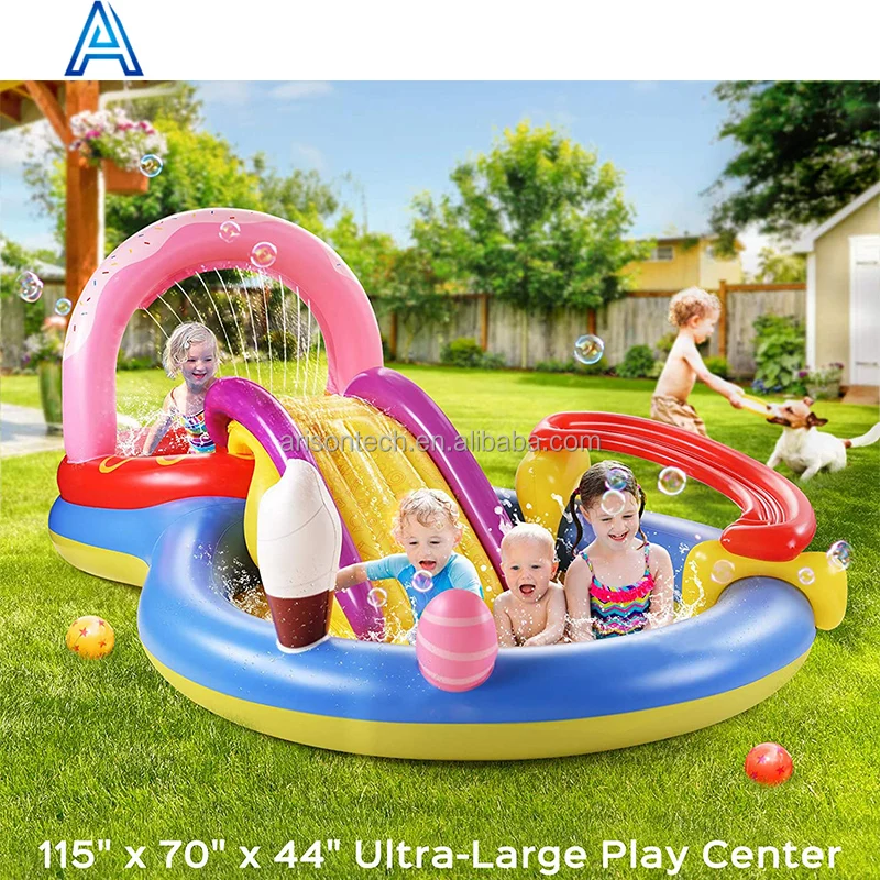 Eco-friendly Pvc Inflatable Swim Pool Play Center With Slide For Kids ...
