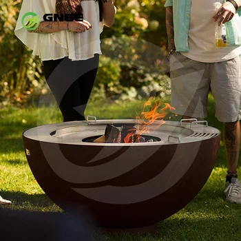 Outdoor Cooking Bbq Brazier Fireball Corten Steel Fire Table Barbecue ...