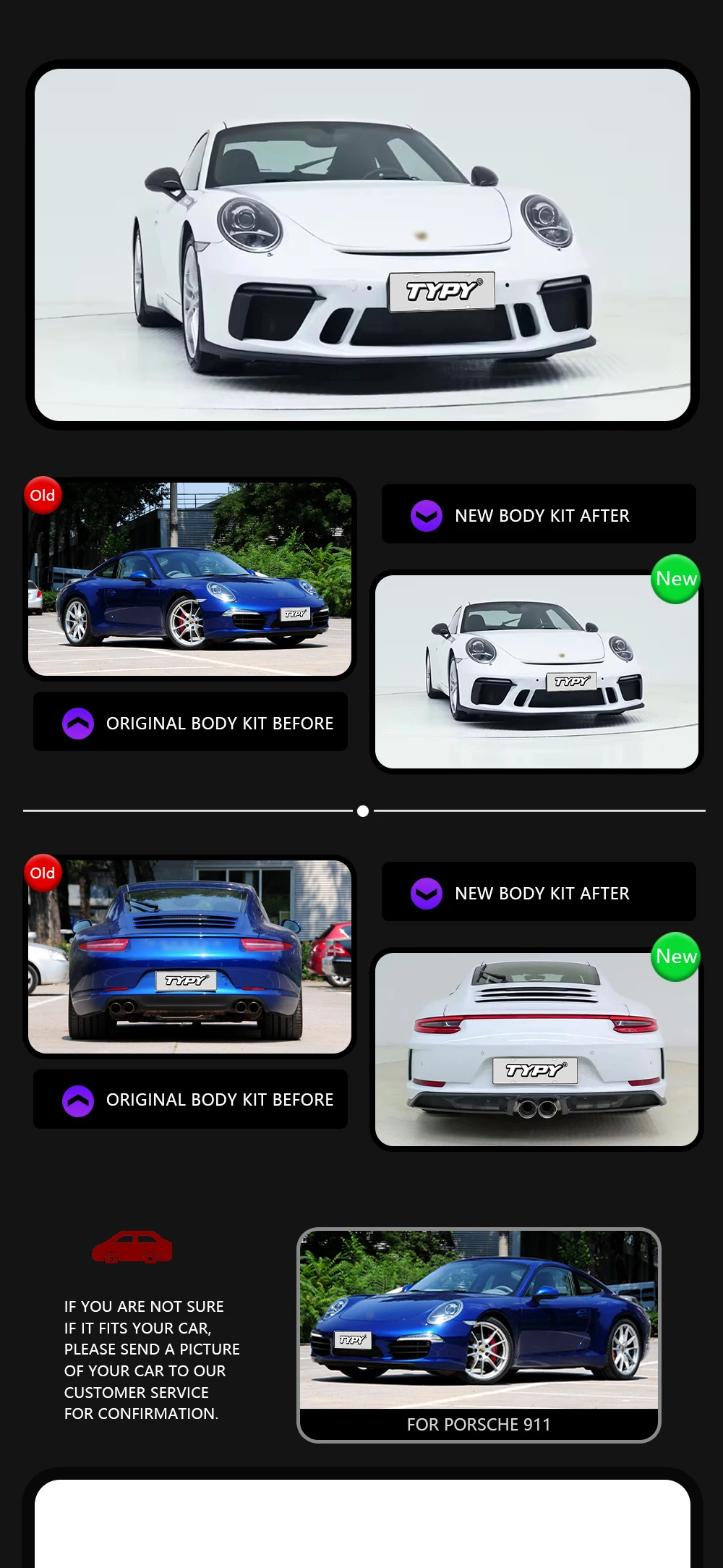 TYPY Modified Rear Bumper for Porsche 991 - Upgrade to GT3