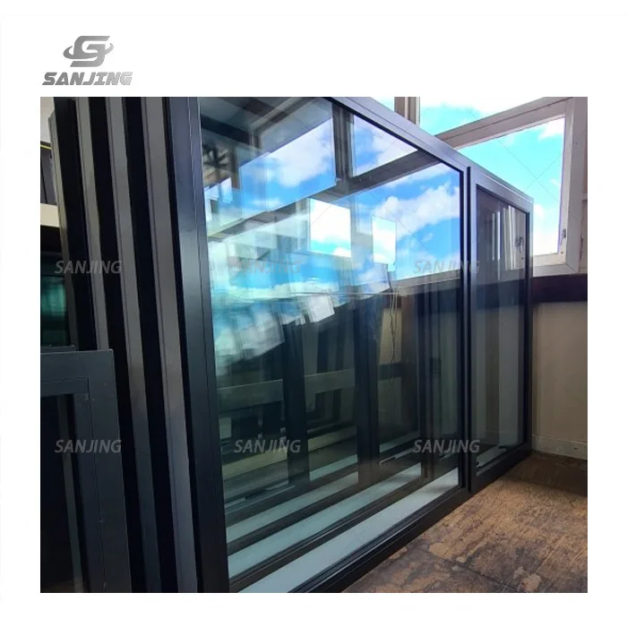 Light Blue Tinted Glass Sliding Aluminum Window with Double Glazing for ...